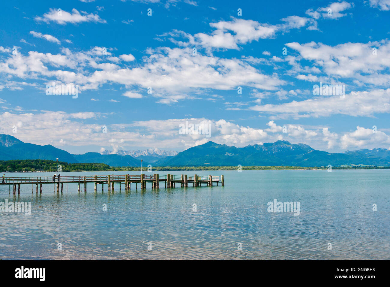 Jetty on the Chiemsee in Chieming Stock Photo - Alamy