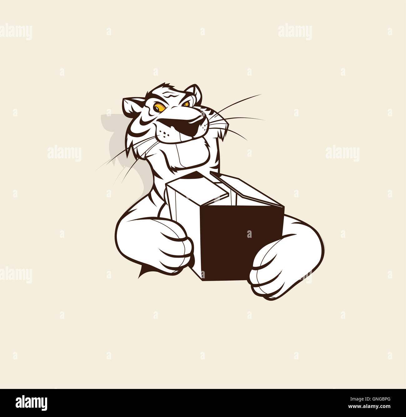 Tiger mascot holding a box. Animal character Stock Vector Image & Art ...