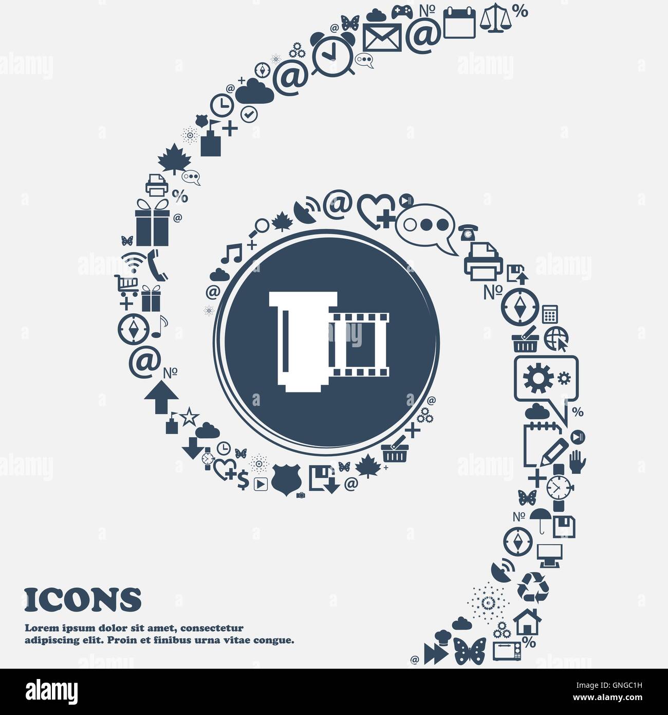 negative films icon symbol in the center. Around the many beautiful ...