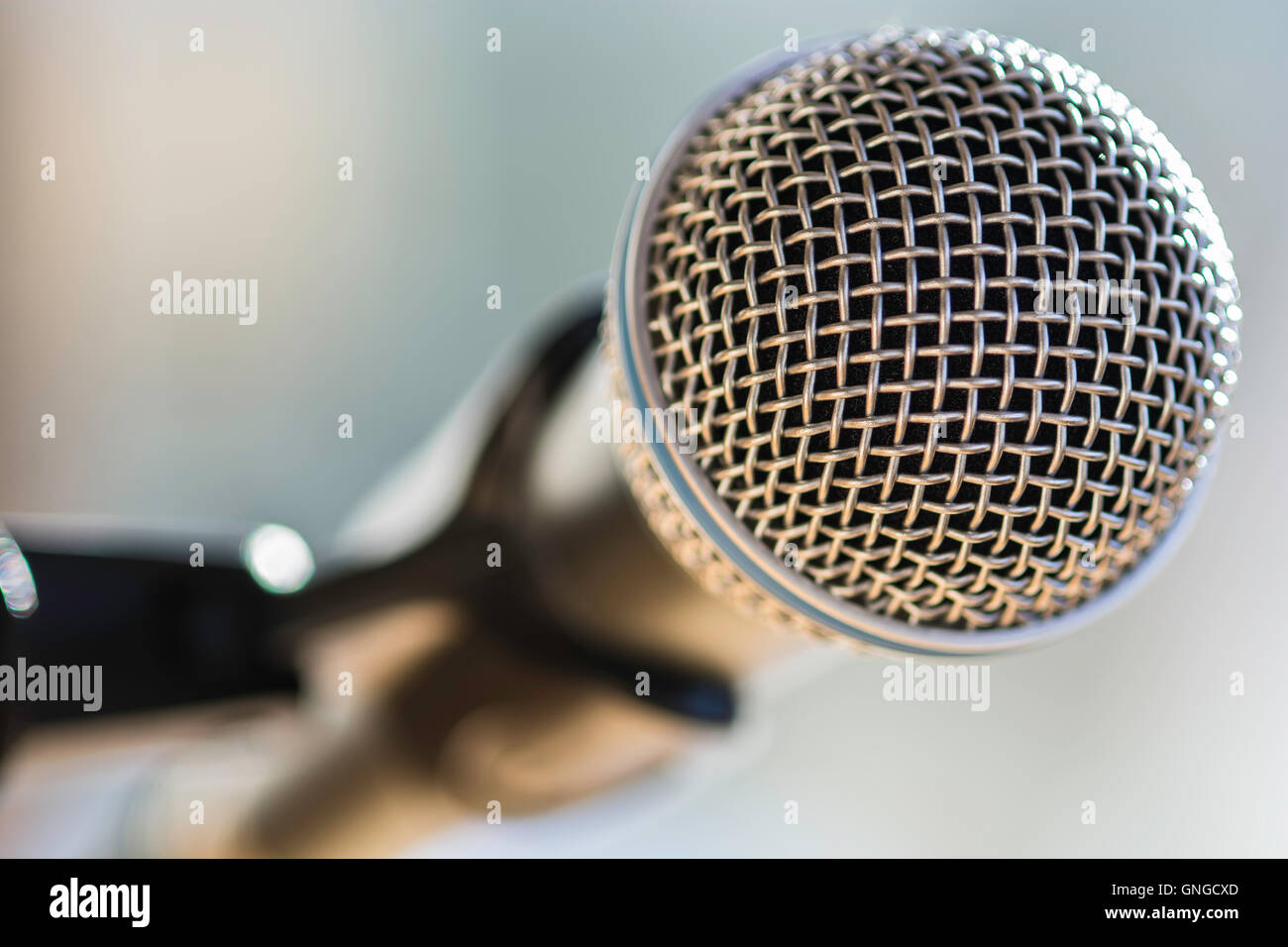 Close-up macro of microphone Stock Photo - Alamy