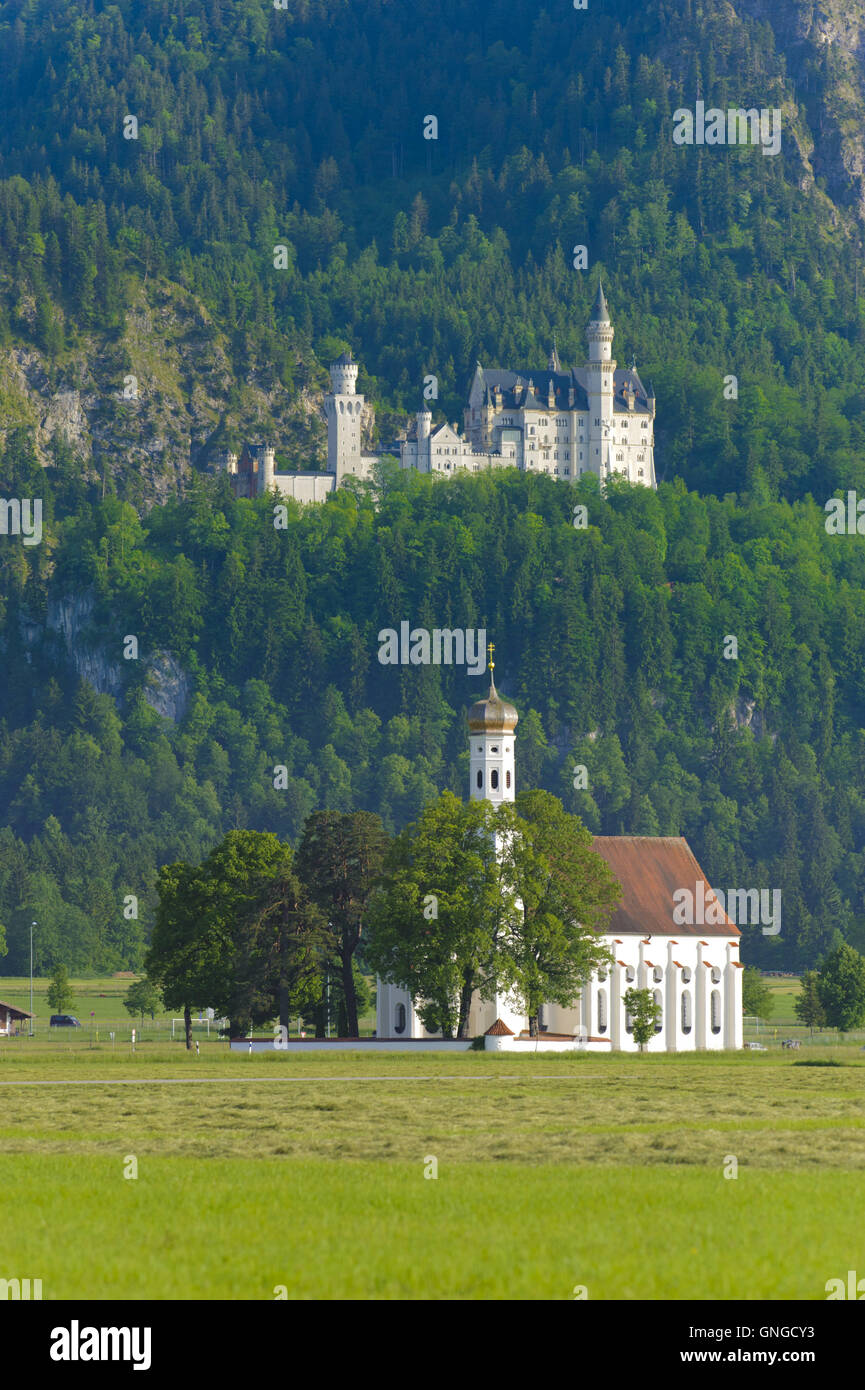 Neuschwanstein and St. Coloman Stock Photo - Alamy