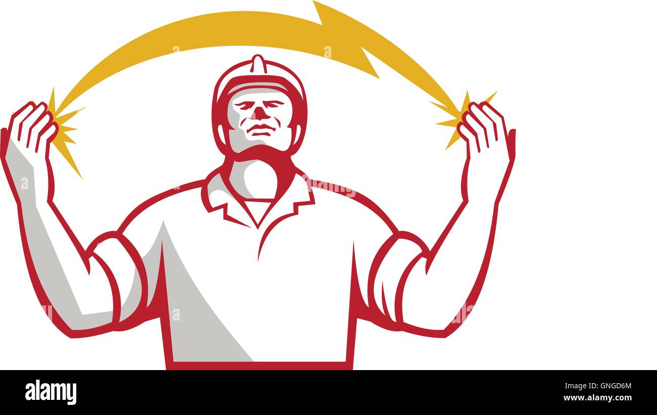Electrician Lightning Bolt Hands Retro Stock Vector Image & Art - Alamy