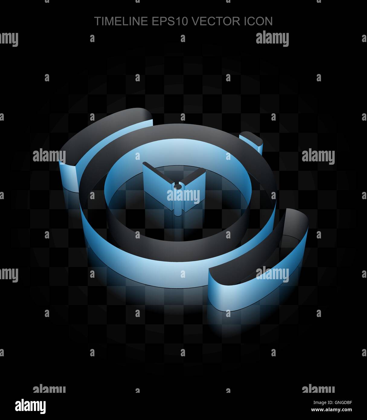 Timeline icon: Blue 3d Hand Watch made of paper, transparent shadow ...