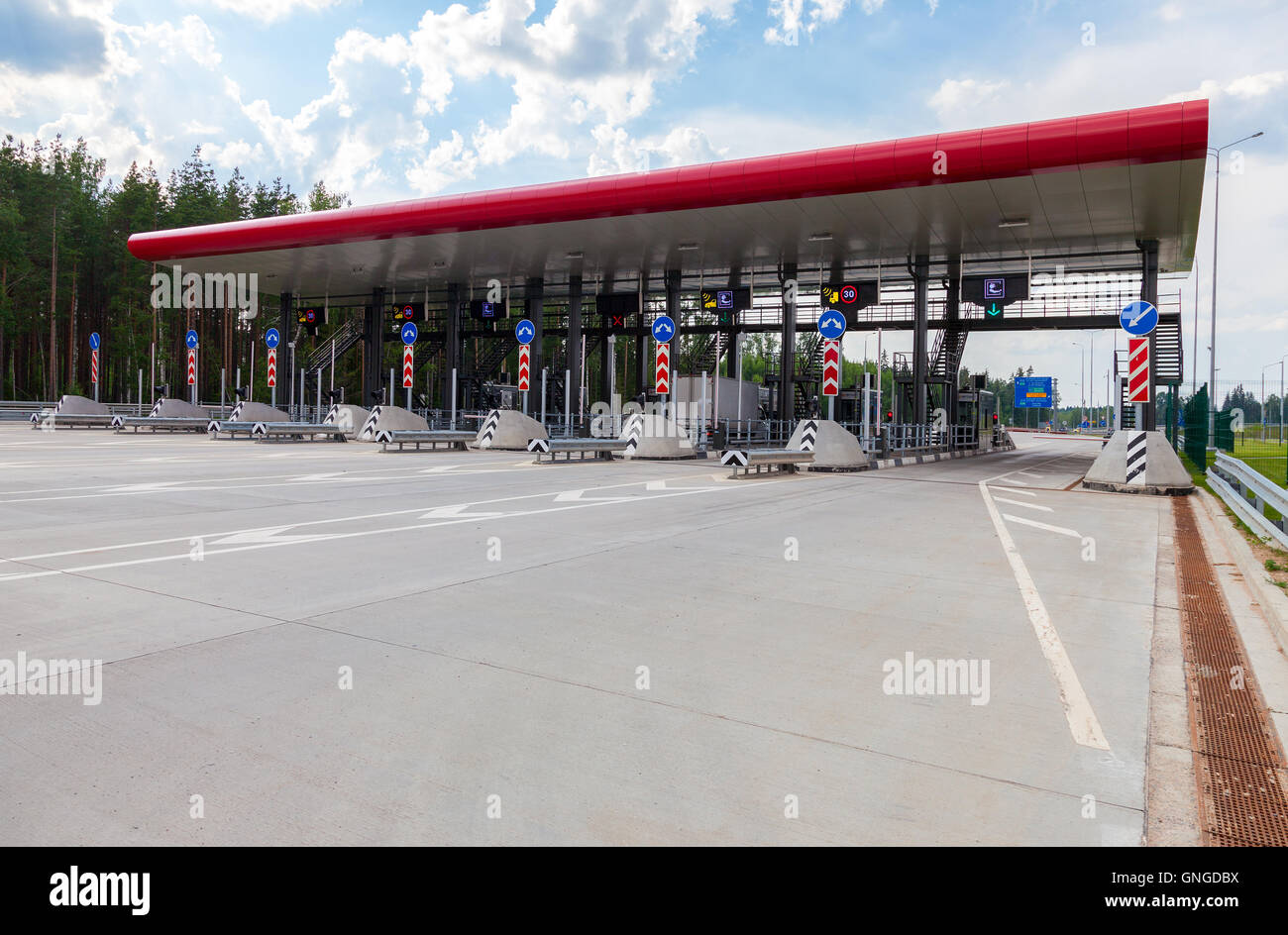 Charging point on the toll road. Russian highway number M11 Stock Photo ...
