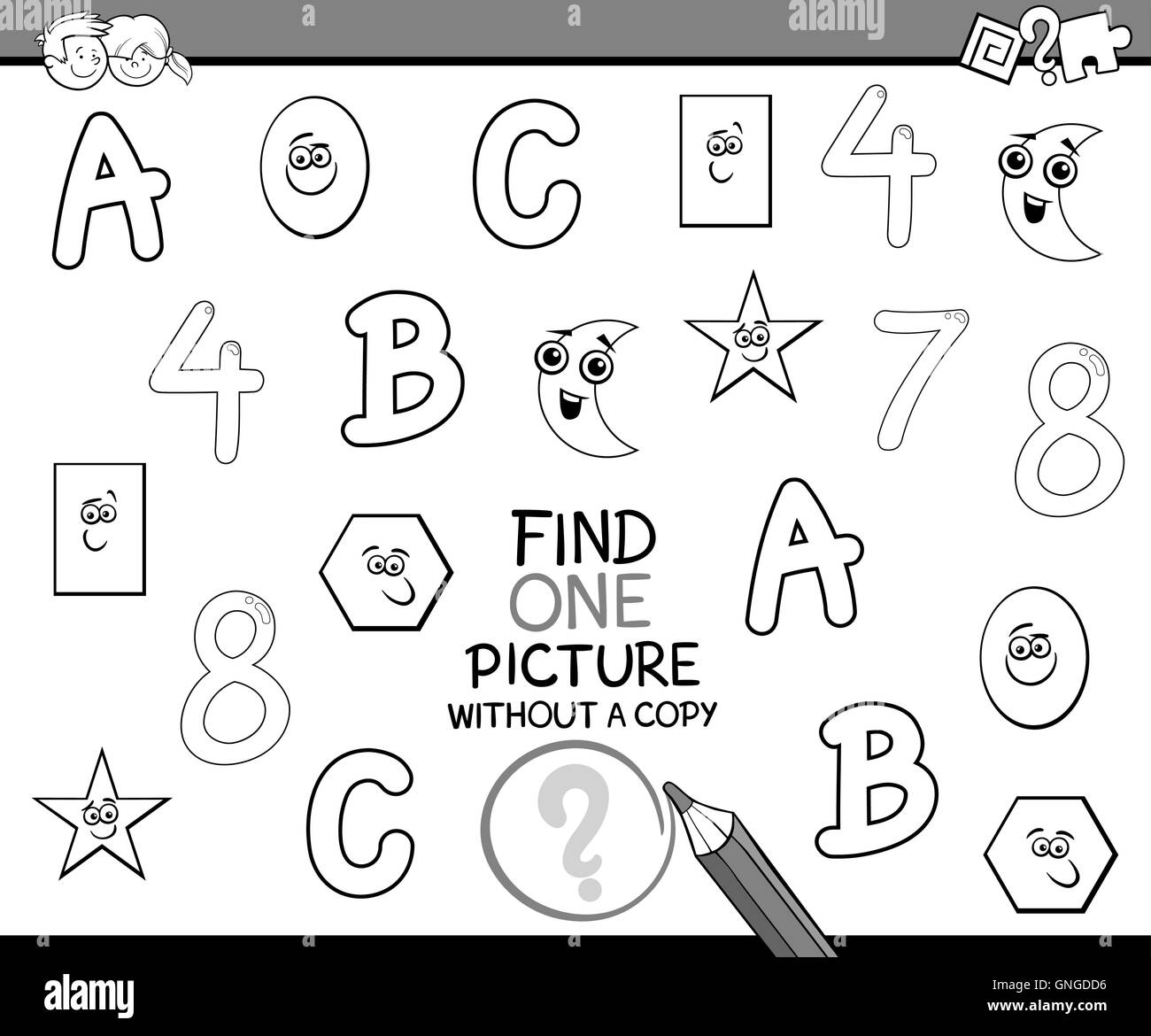 Cartoon Objects Coloring Page Black and White Stock Photos & Images - Alamy