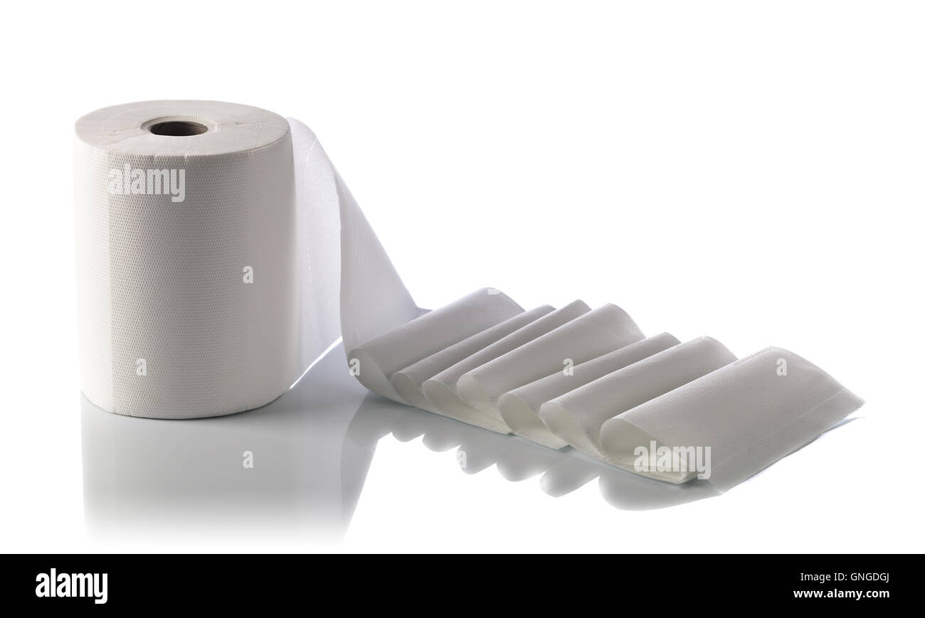 Paper towel isolated on a white background Stock Photo - Alamy
