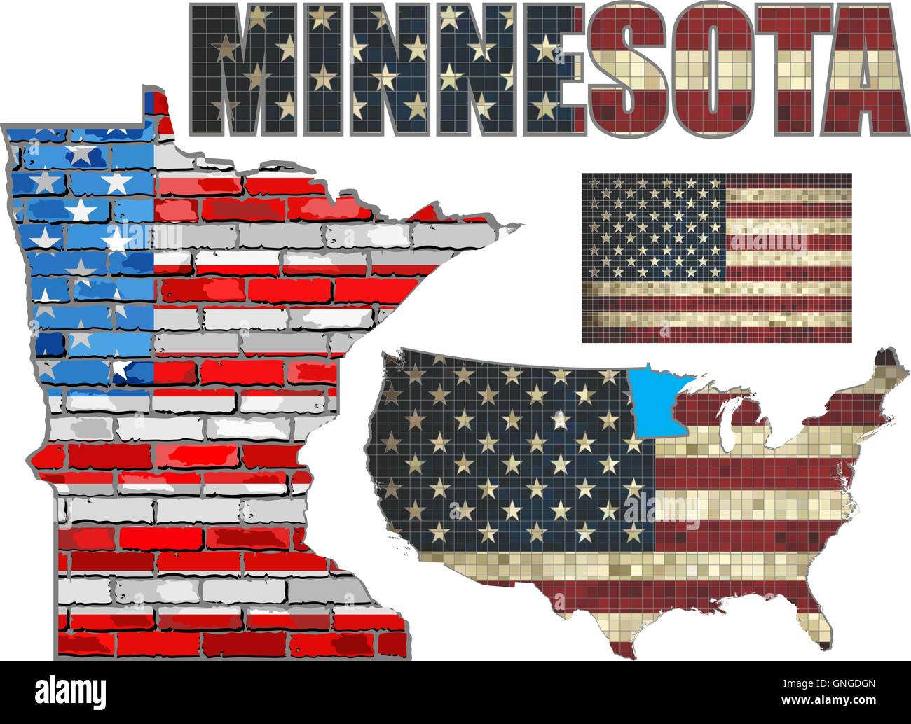 USA state of Minnesota on a brick wall Stock Vector Image & Art - Alamy
