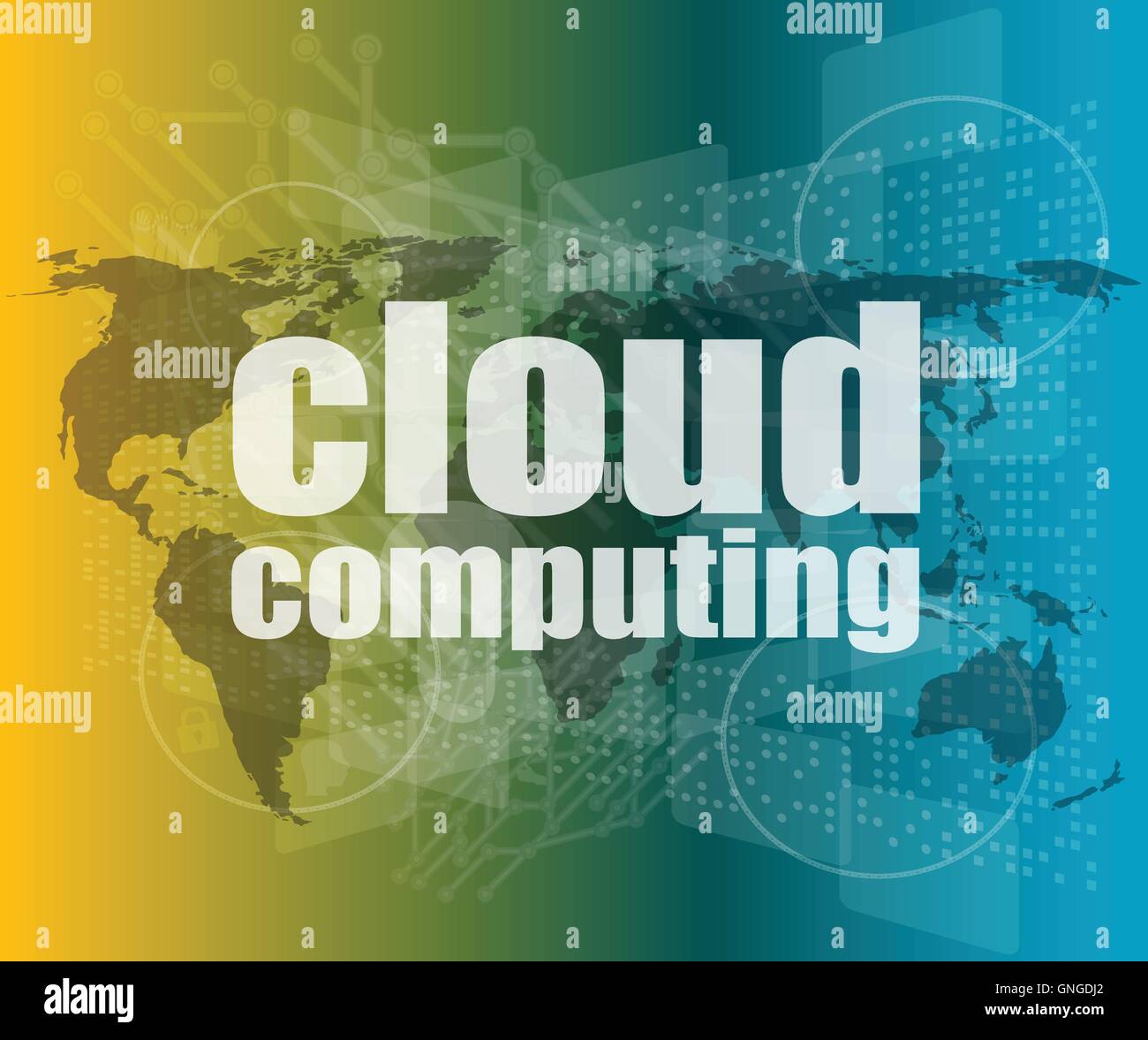 cloud computing word on touch screen, modern virtual technology ...