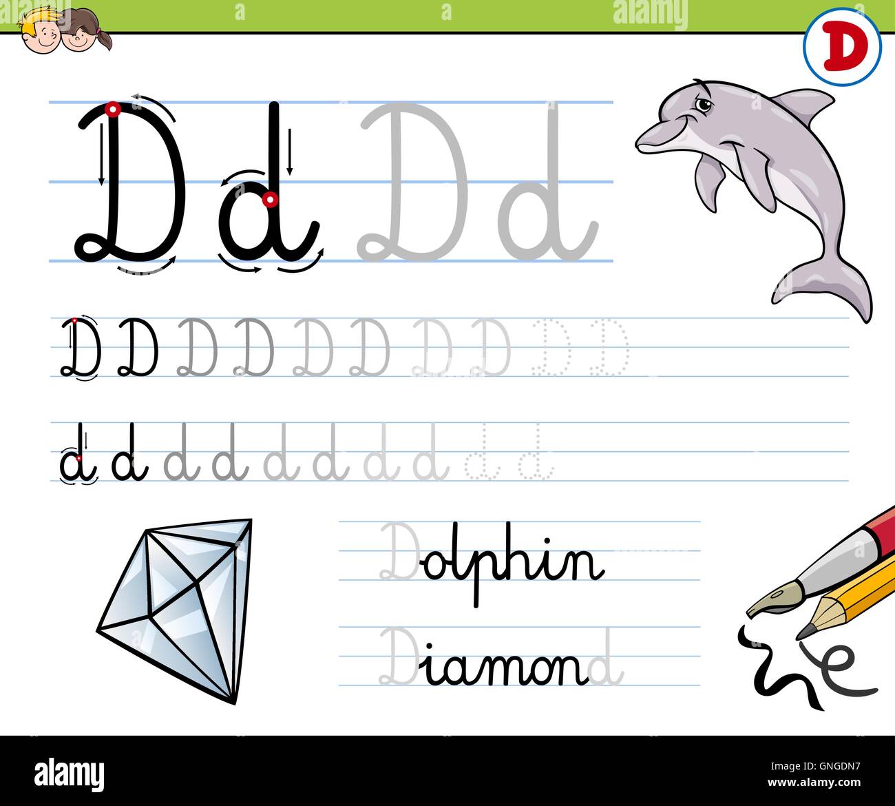 how to write letter d Stock Vector Image & Art - Alamy