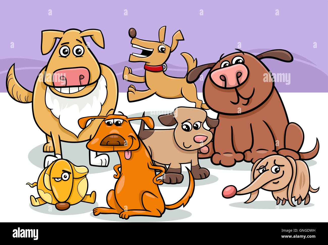 dogs group cartoon illustration Stock Vector Image & Art - Alamy