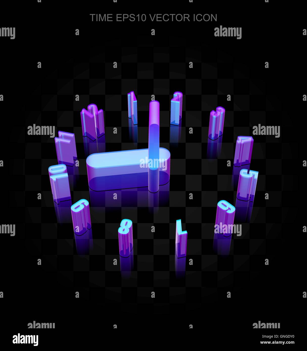 Timeline icon: 3d neon glowing Clock made of glass, EPS 10 vector Stock ...