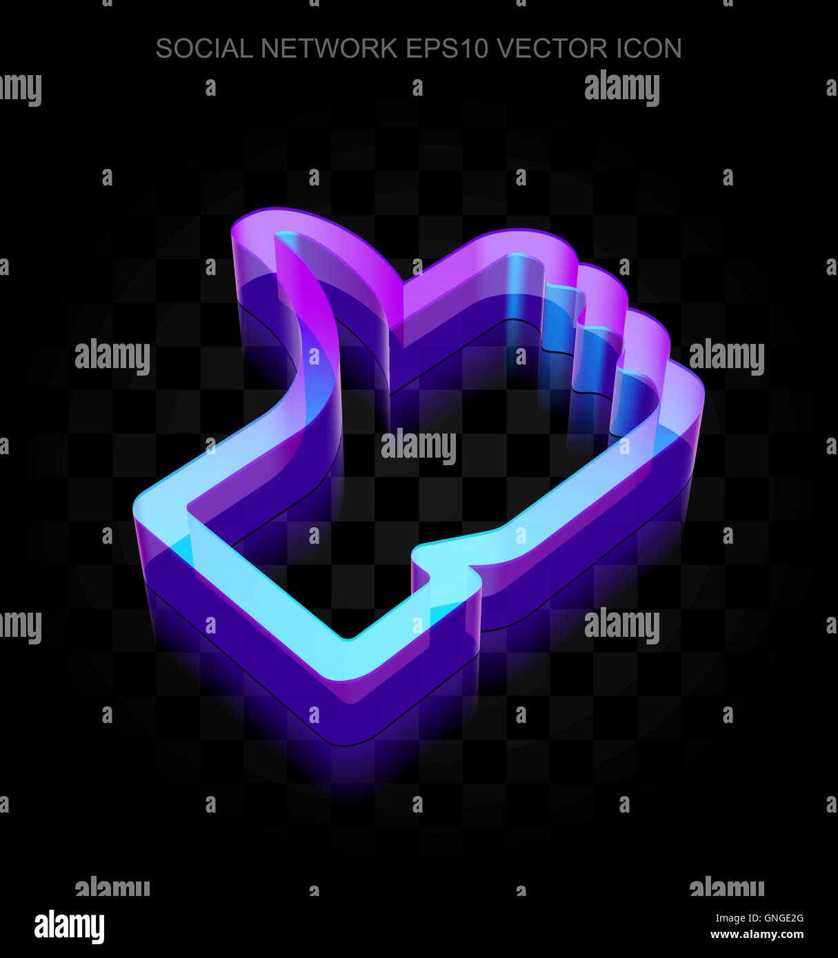 Social media icon: 3d neon glowing Thumb Up made of glass, EPS 10 ...