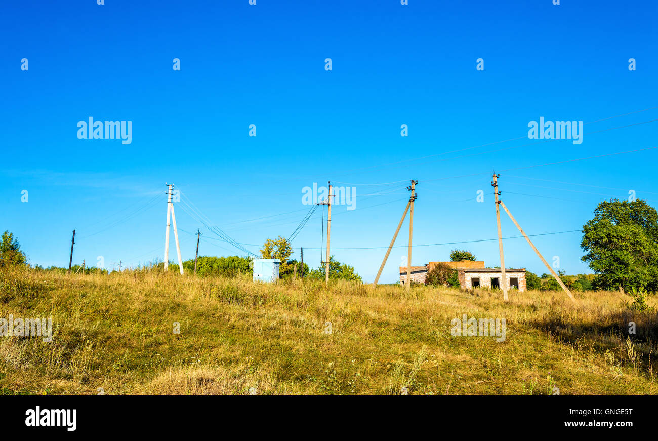 Power lines 10 kV, 0.4 kV and electrical substation - Russia Stock ...
