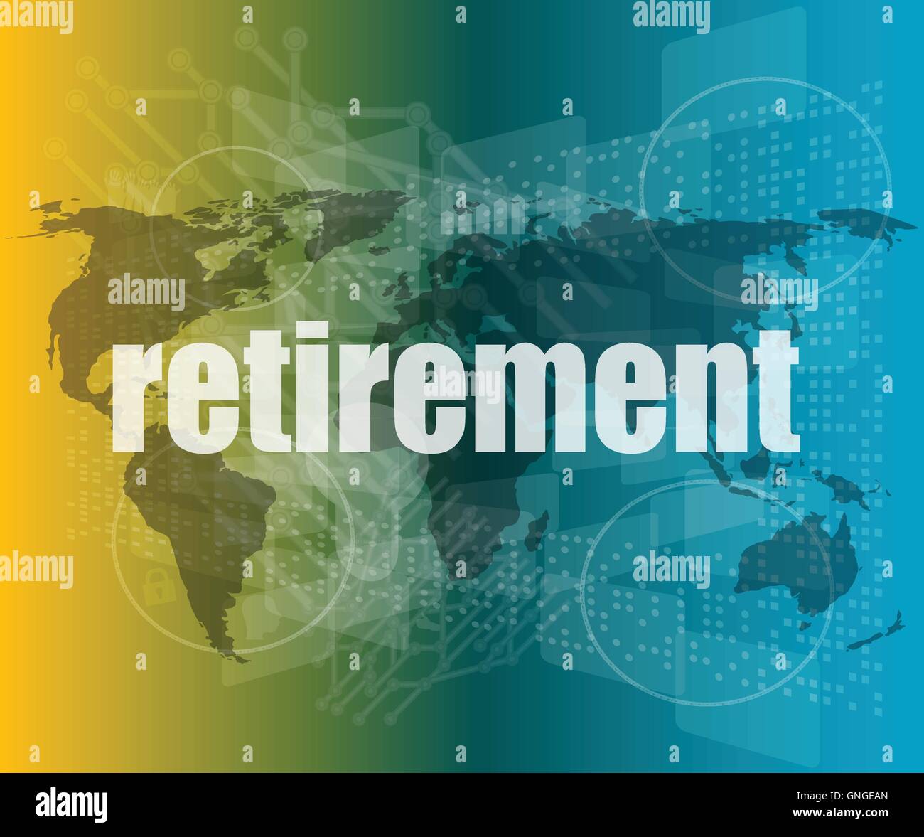 retirement word on digital touch screen, business concept vector ...