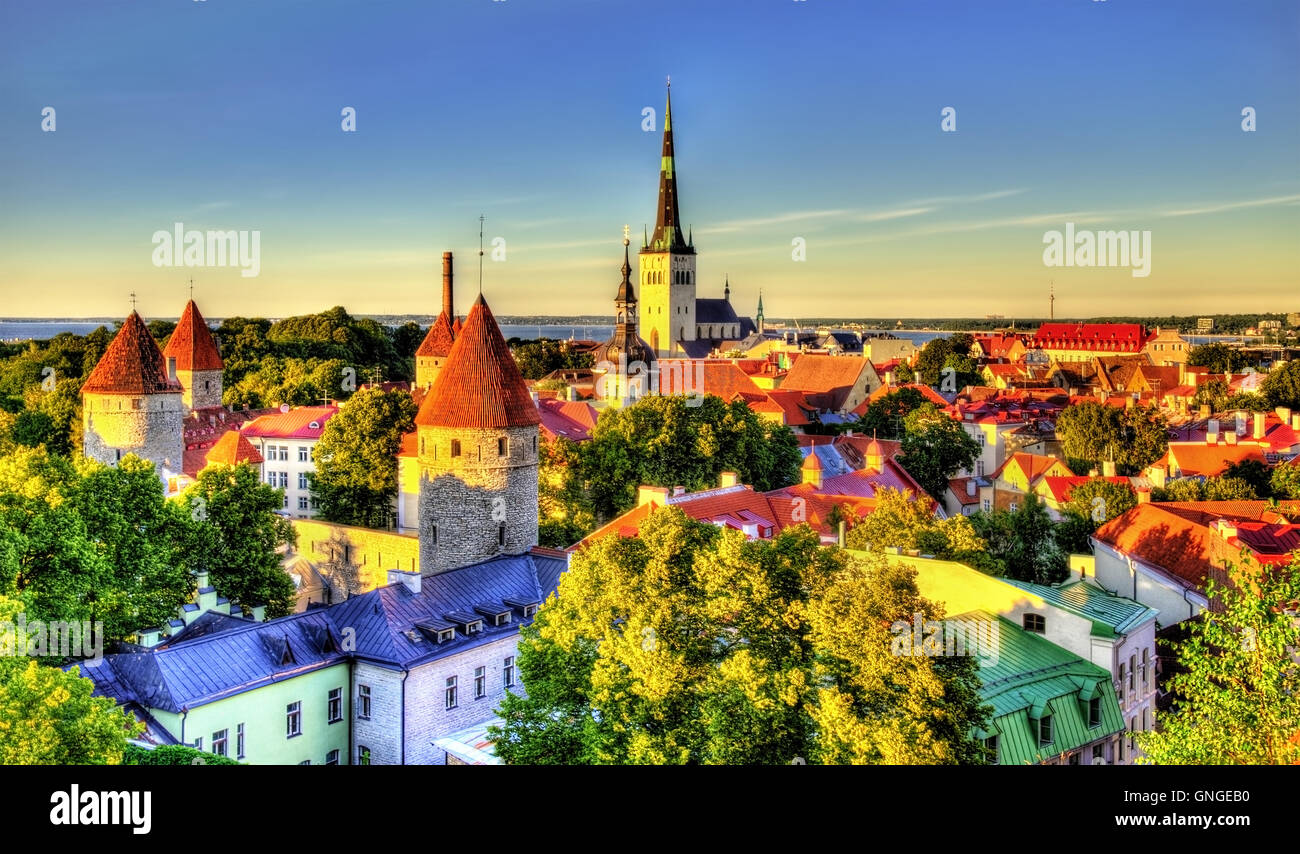 The historic centre of Tallinn, a UNESCO heritage site in Estonia Stock ...