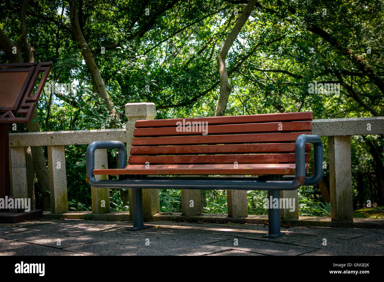 bench in forest Stock Photo - Alamy
