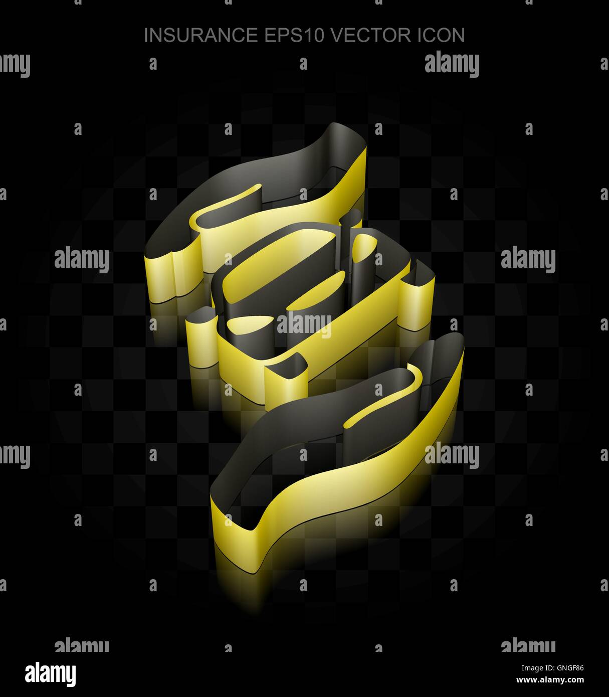 Insurance icon: Yellow 3d Car And Palm made of paper, transparent ...