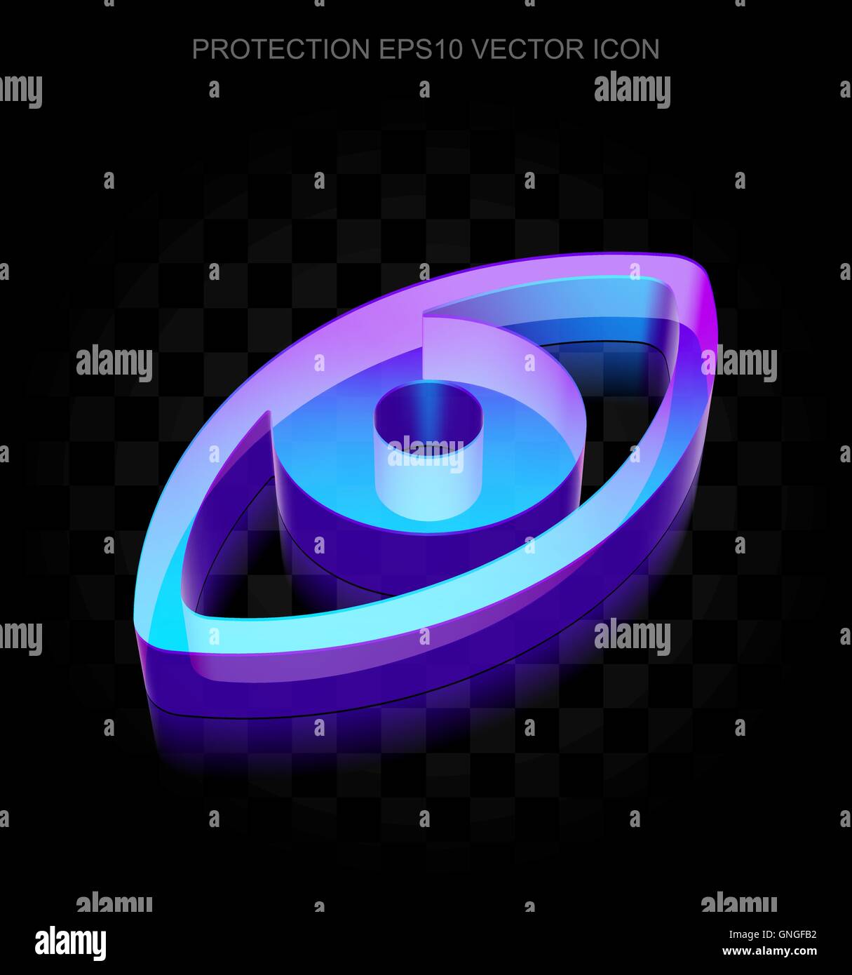 Privacy icon: 3d neon glowing Eye made of glass, EPS 10 vector Stock ...