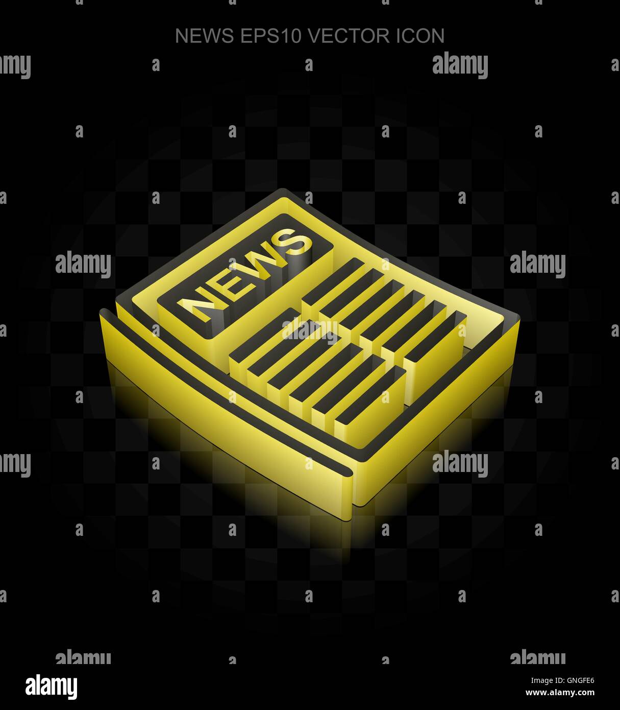 News icon: Yellow 3d Newspaper made of paper, transparent shadow, EPS ...