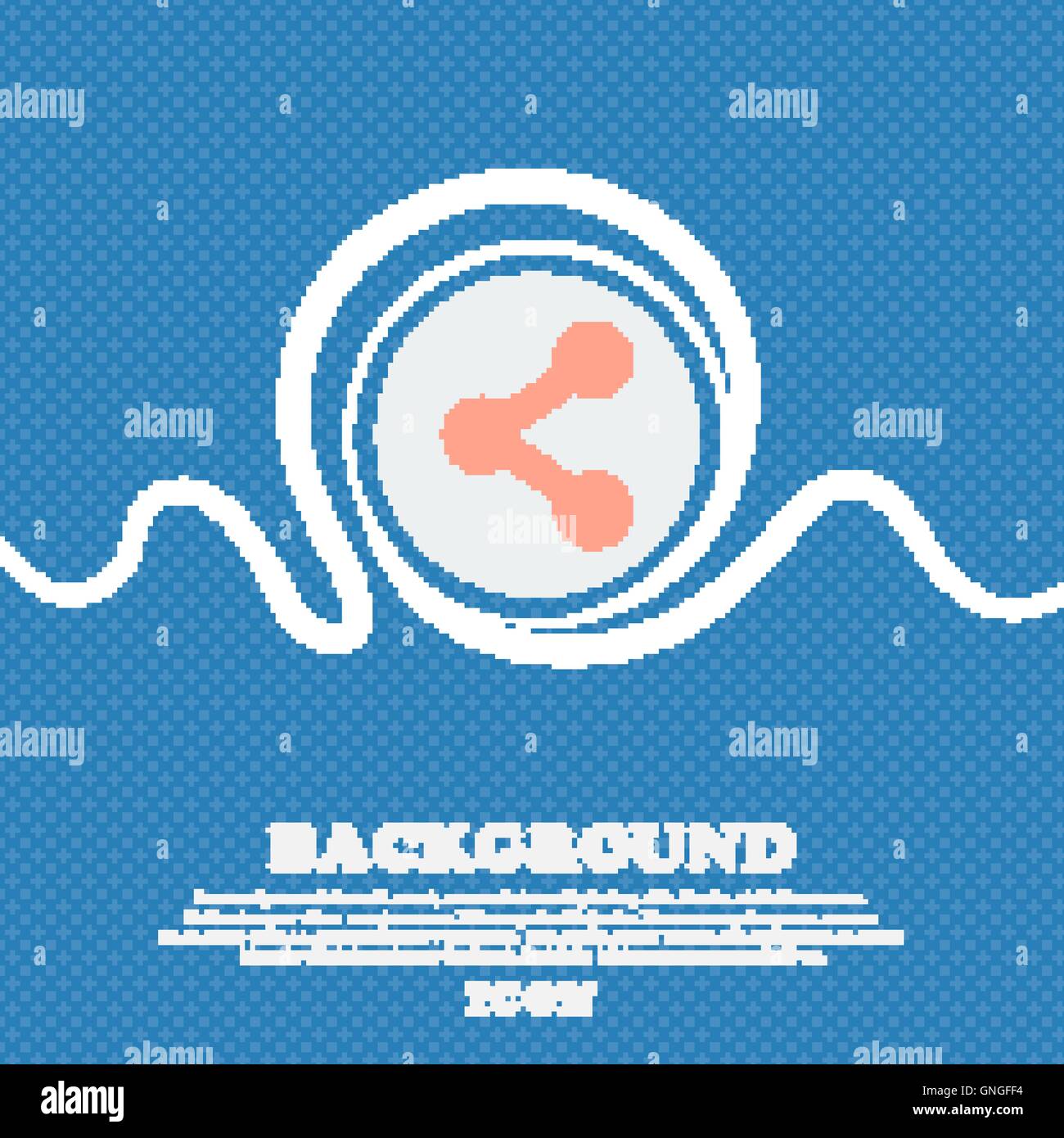 Share sign icon. Blue and white abstract background flecked with space ...