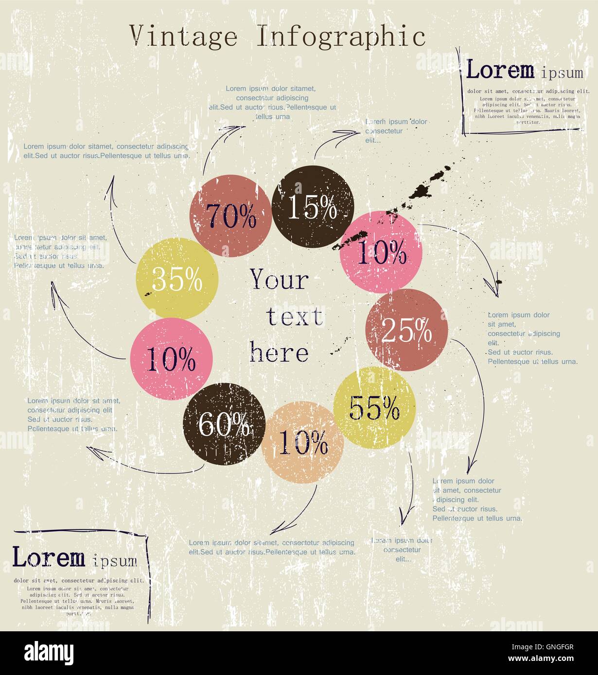 Retro infographic with ink arrows Stock Vector Image & Art - Alamy