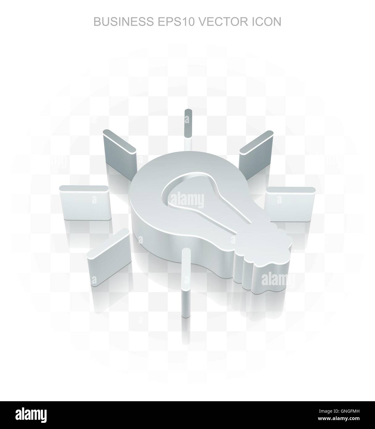 Finance icon: Flat metallic 3d Light Bulb, transparent shadow. EPS 10 ...
