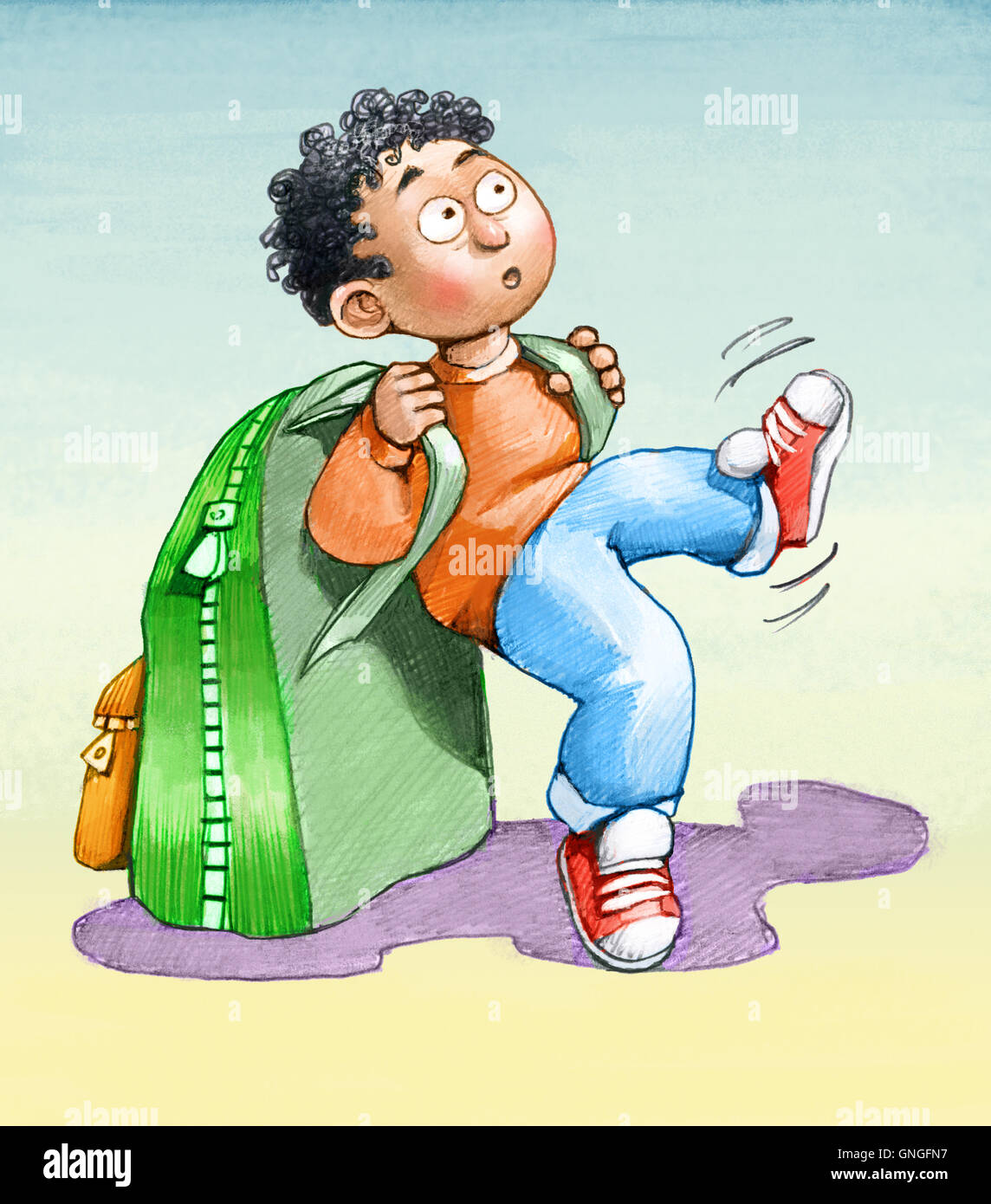 Student with heavy backpack hi-res stock photography and images - Alamy