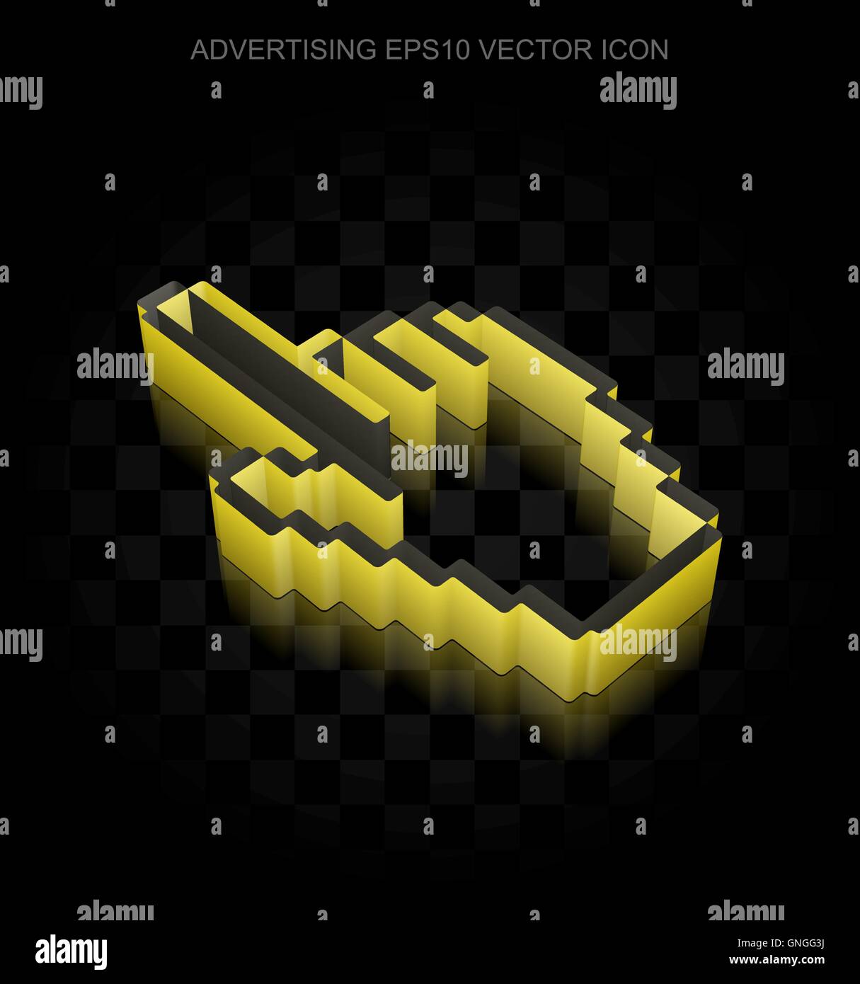 Advertising icon: Yellow 3d Mouse Cursor made of paper, transparent ...