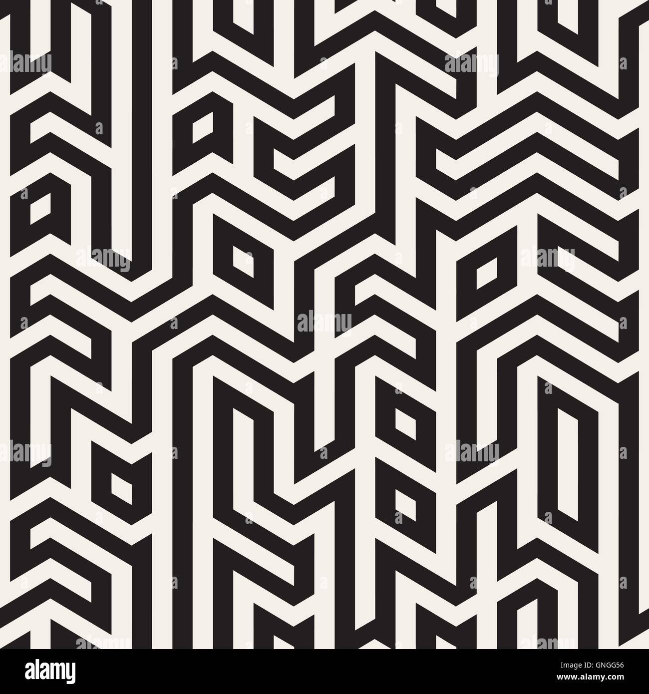 Vector Seamless Black And White Maze Lines Geometric Irregular Pattern ...
