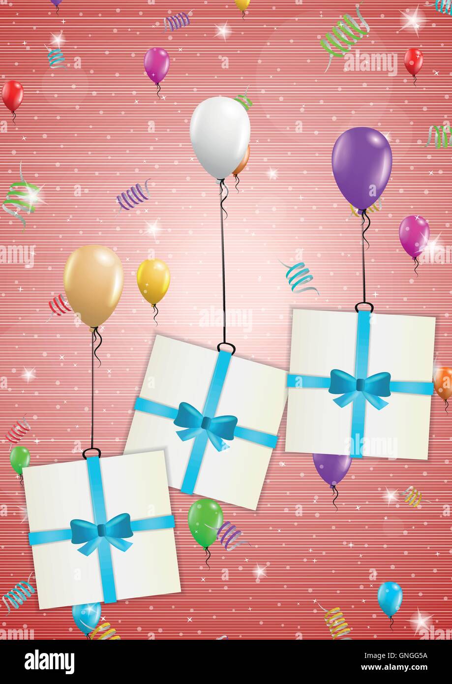 birthday card with balloons and gift Stock Vector Image & Art - Alamy