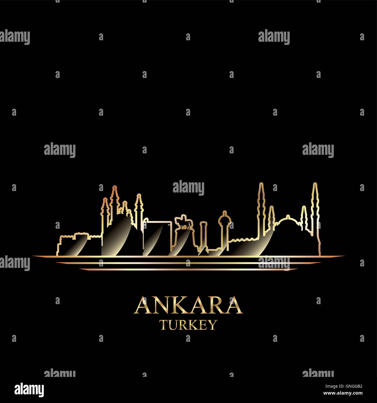 Gold silhouette of Ankara on black background Stock Vector Image & Art ...