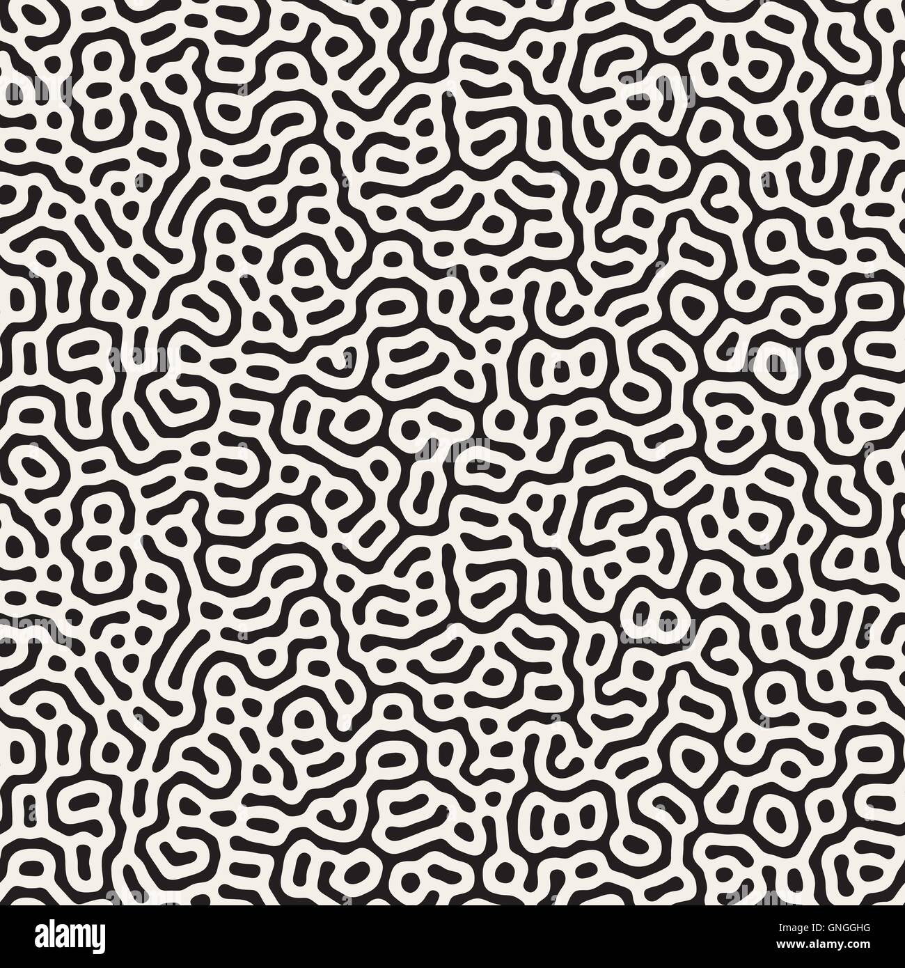 Vector Seamless Black And White Organic Shapes Jumble Pattern Stock ...