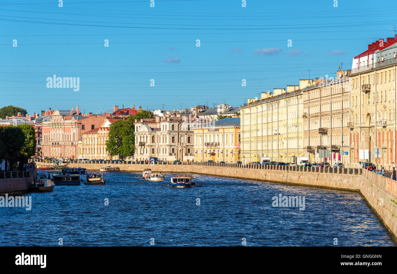 The Fontanka River Embankment in Saint Petersburg - Russia Stock Photo ...
