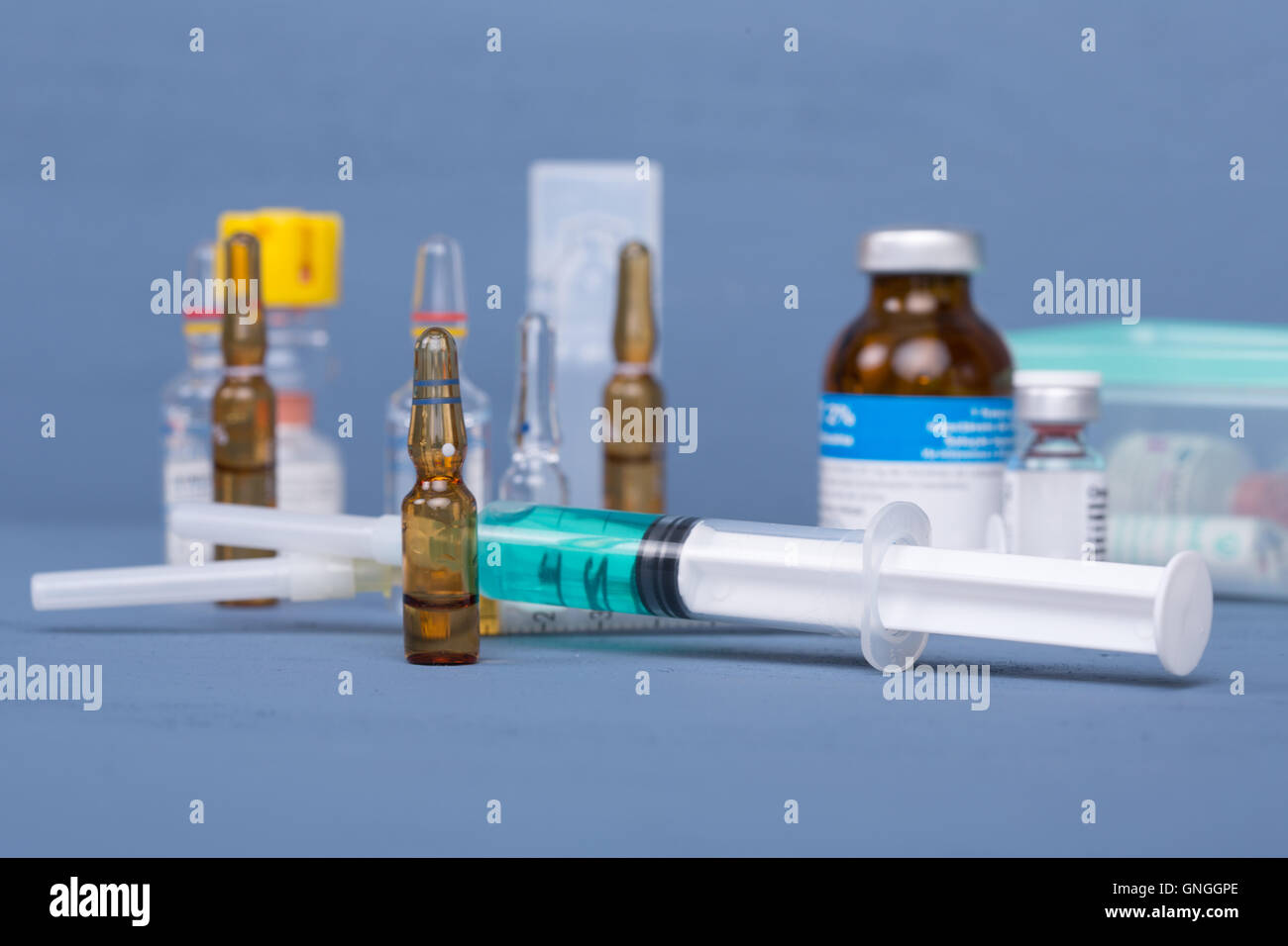 syringes with ampules of drugs Stock Photo - Alamy