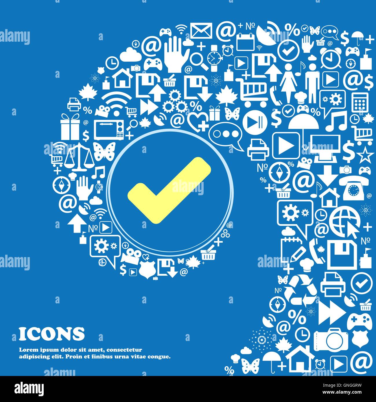 Check mark, tik sign symbol. Nice set of beautiful icons twisted spiral ...