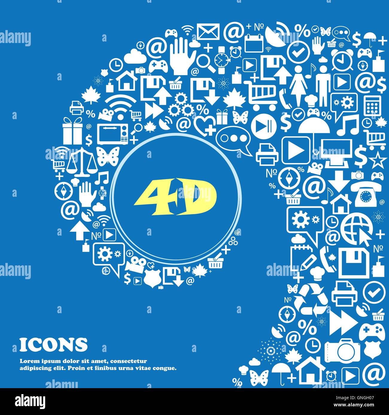 4D sign icon. 4D-New technology symbol . Nice set of beautiful icons ...