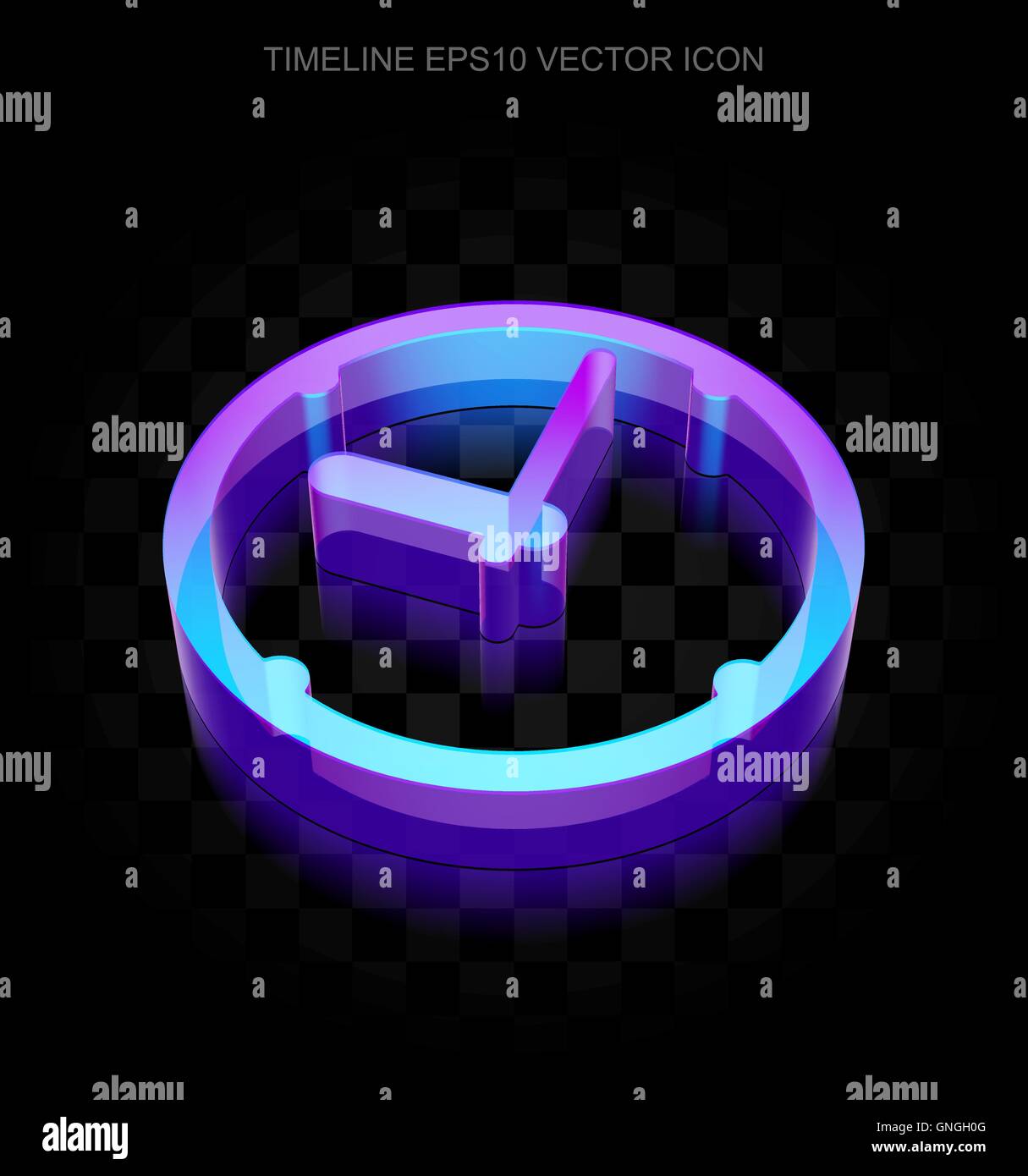 Timeline icon: 3d neon glowing Clock made of glass, EPS 10 vector Stock ...