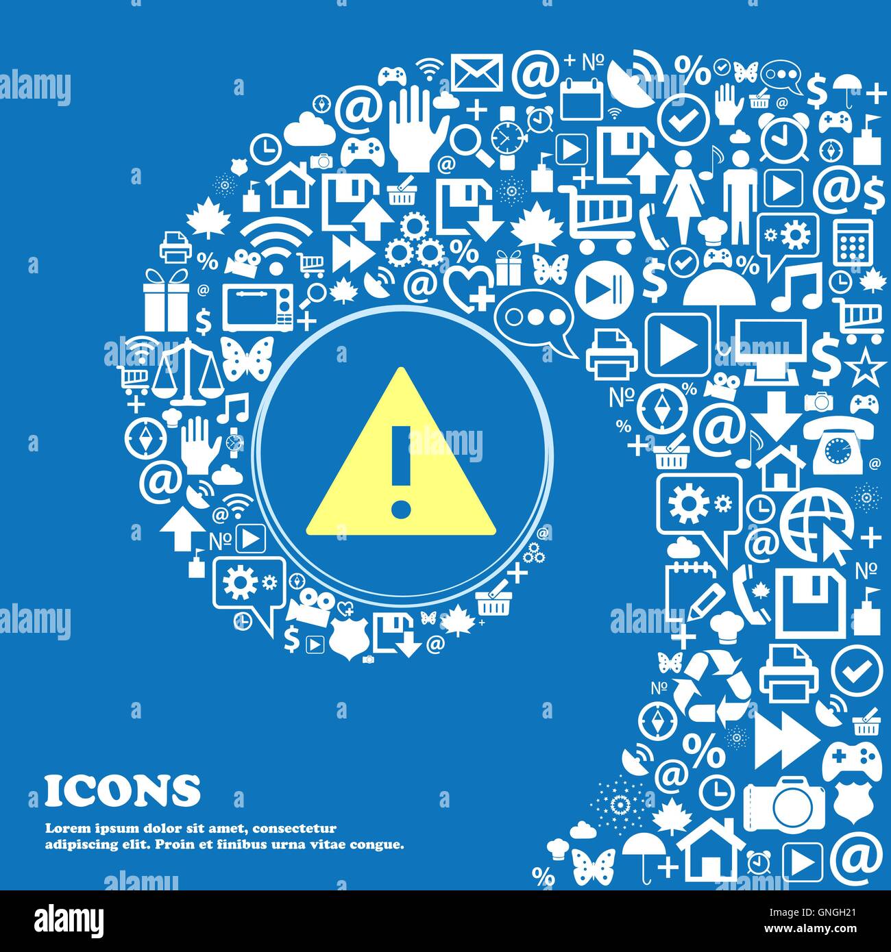 Attention sign icon. Exclamation mark. Hazard warning symbol . Nice set ...