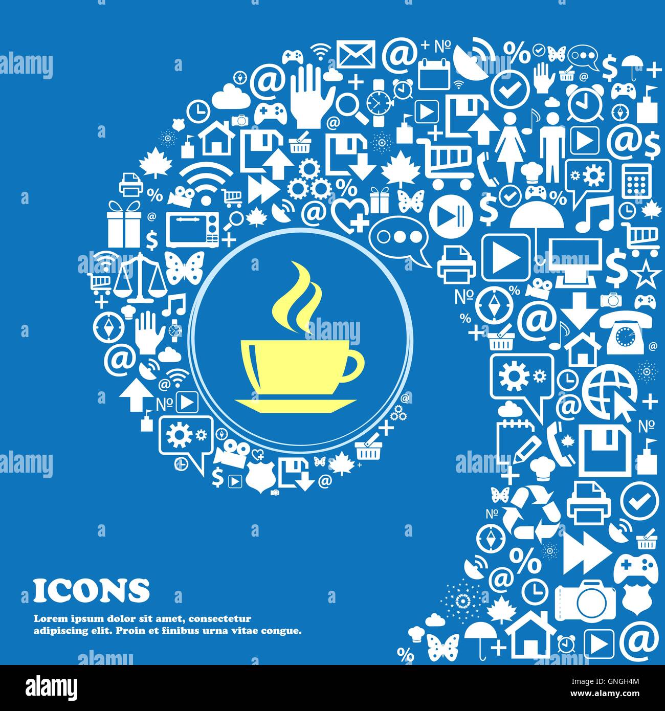 tea, coffee sign symbol. Nice set of beautiful icons twisted spiral ...