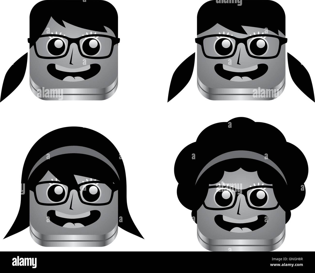 geek girl avatar portrait set Stock Vector Image & Art - Alamy