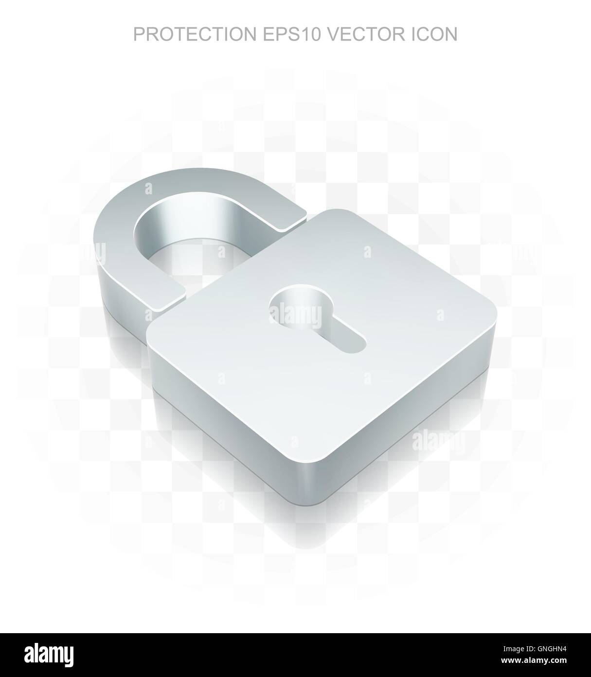 Privacy icon: Flat metallic 3d Closed Padlock, transparent shadow, EPS ...