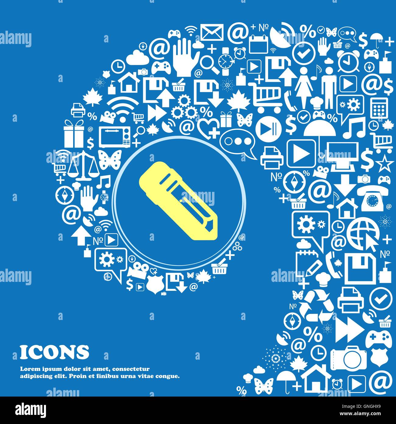 pencil sign symbol. Nice set of beautiful icons twisted spiral into the ...