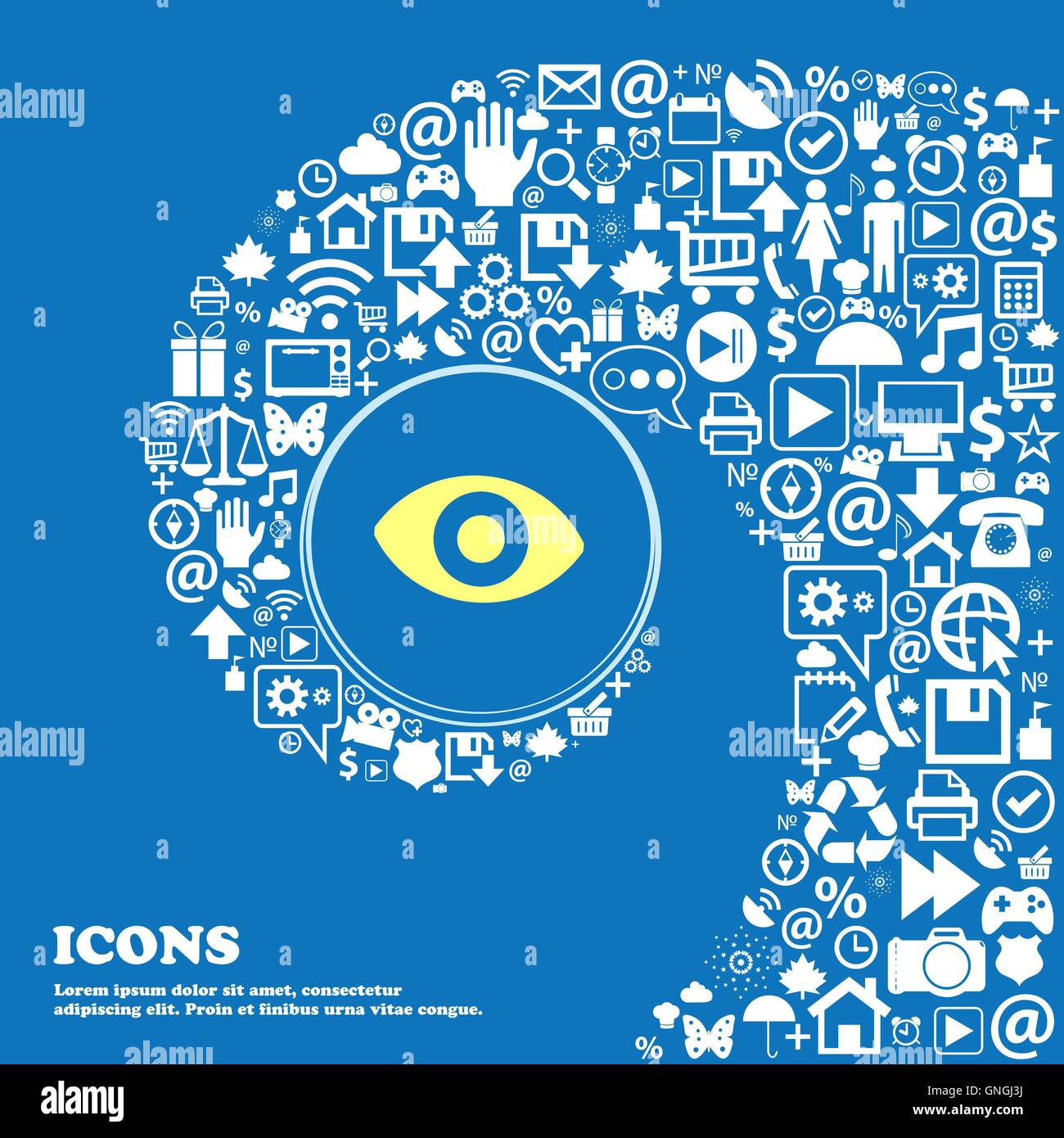 sixth sense, the eye sign symbol. Nice set of beautiful icons twisted ...