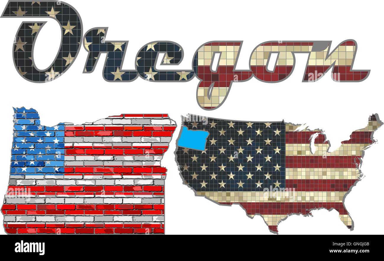 Oregon us usa flags Stock Vector Images - Alamy