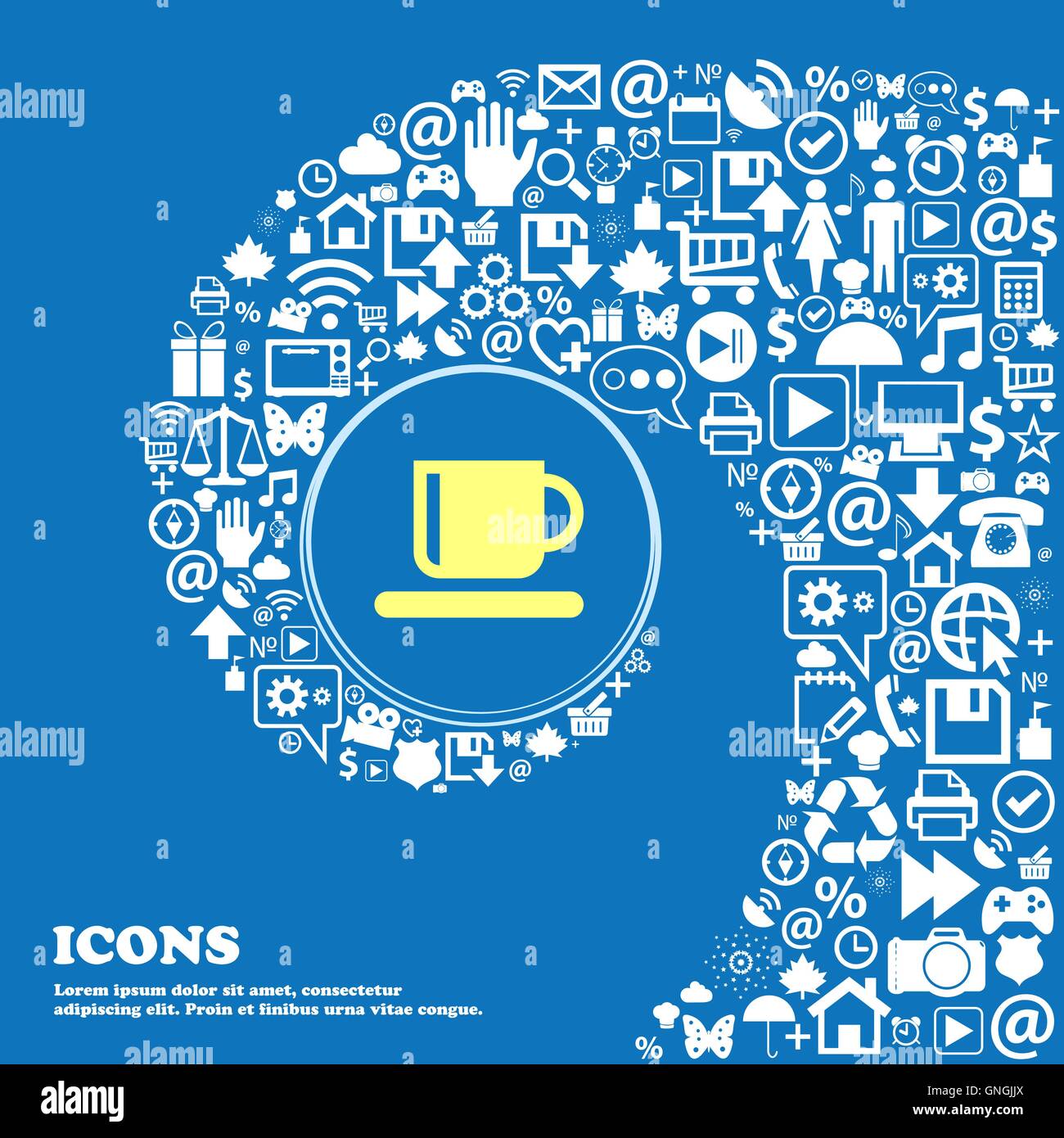 Coffee cup sign symbol. Nice set of beautiful icons twisted spiral into ...