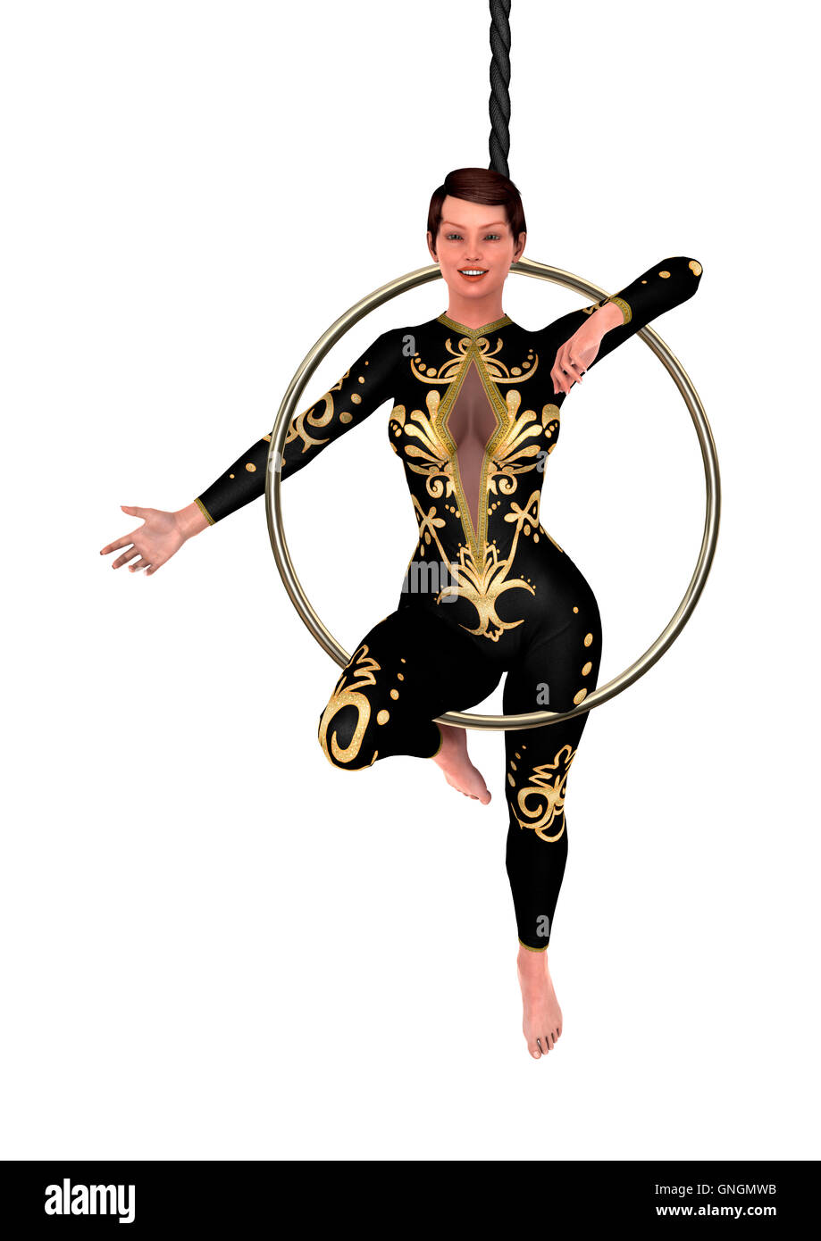 3D rendering of a female circus performer isolated on white background ...