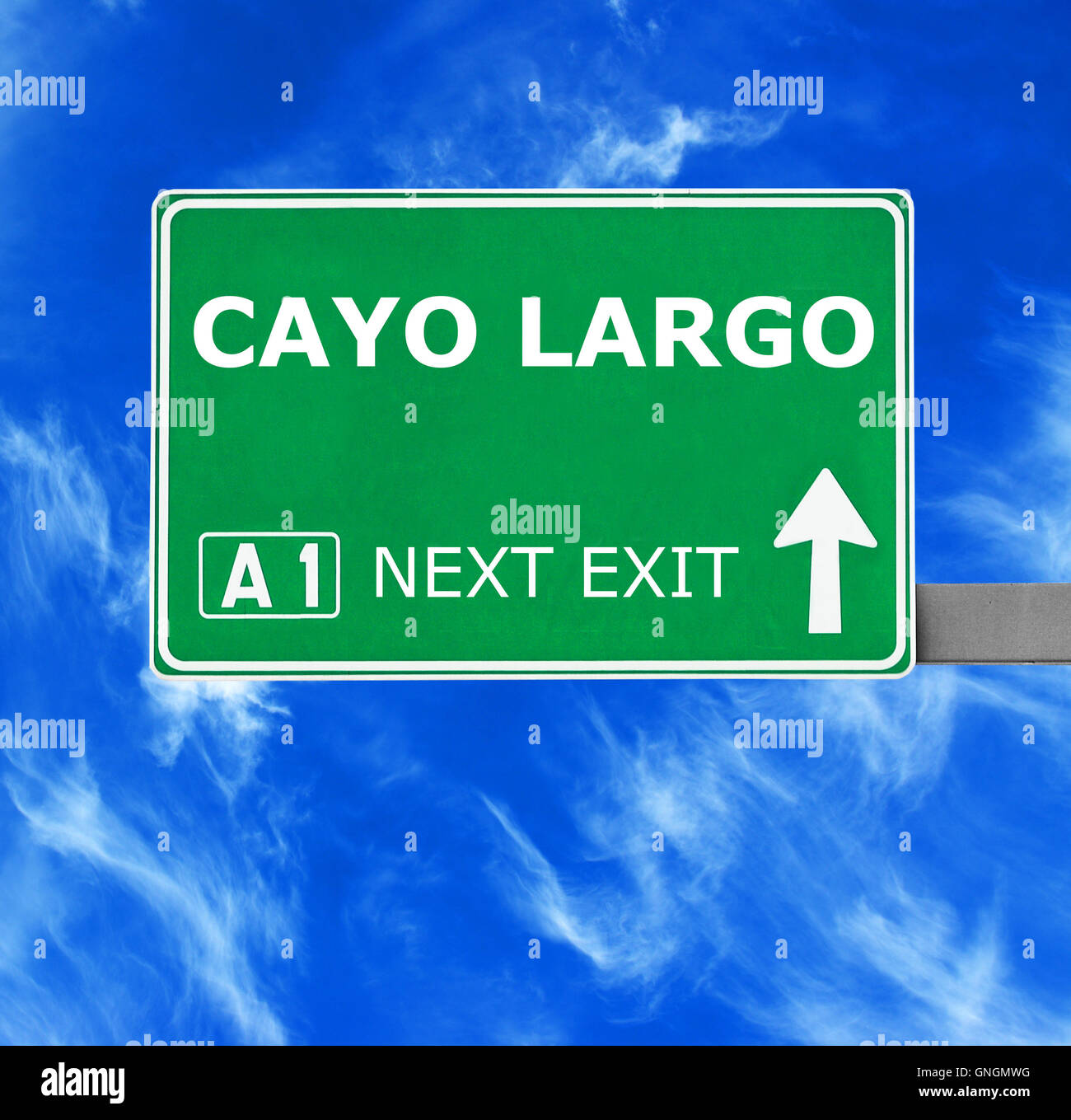 CAYO LARGO road sign against clear blue sky Stock Photo - Alamy
