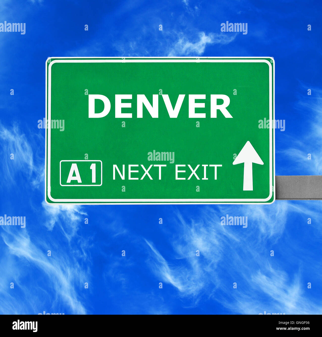DENVER road sign against clear blue sky Stock Photo - Alamy