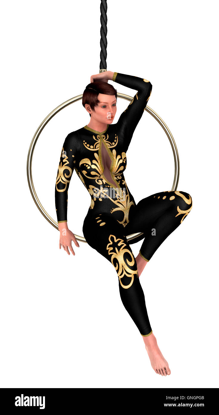 3D rendering of a female circus performer isolated on white background ...