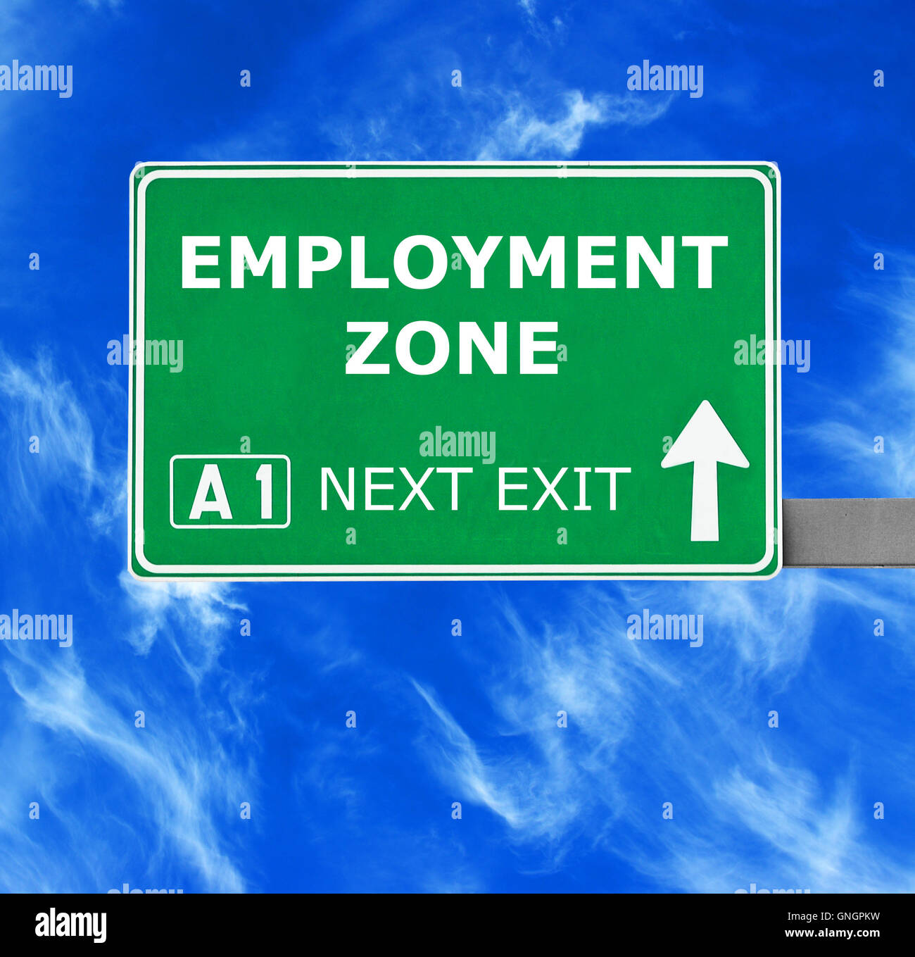 EMPLOYMENT ZONE road sign against clear blue sky Stock Photo - Alamy